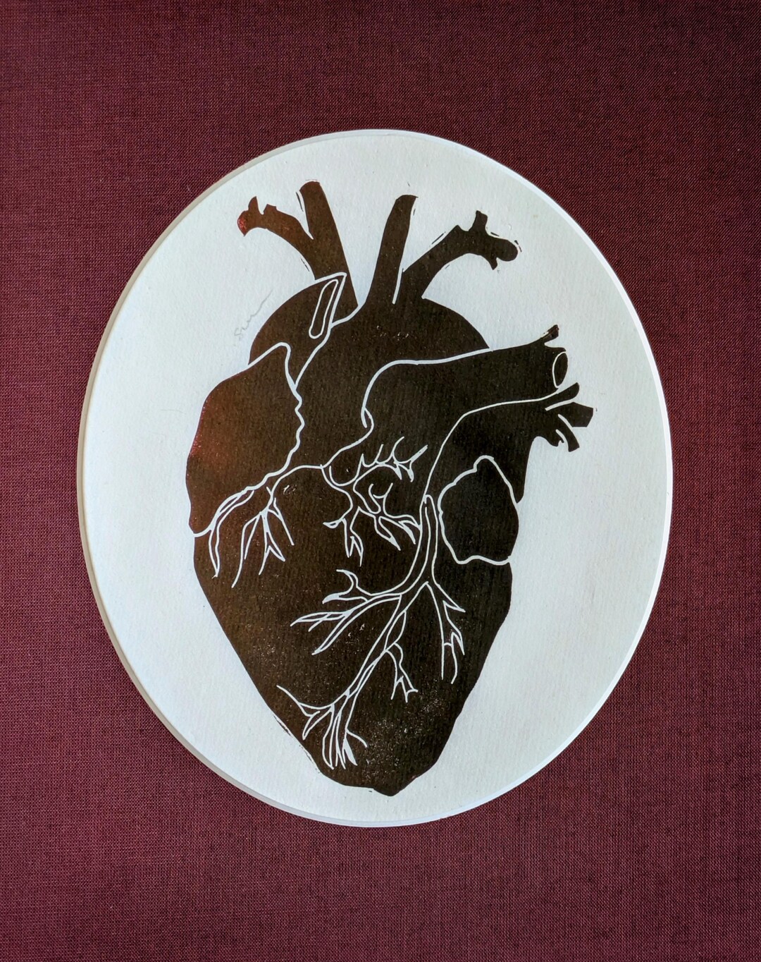 Anatomical Heart Linocut Print – Hand-carved, Matted Art - Etsy
