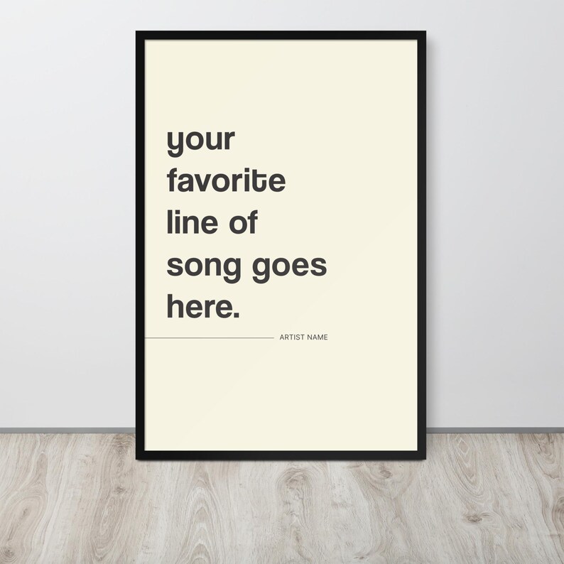 Custom Song Lyric Poster – Personalized Wall Art for Music Lovers - Etsy