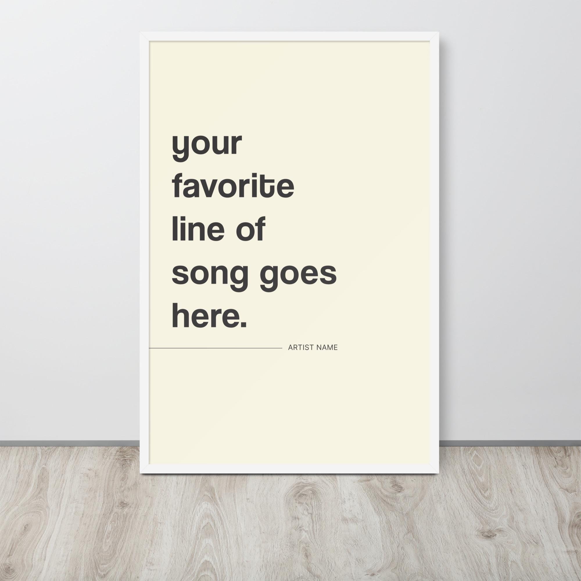 Custom Song Lyric Poster – Personalized Wall Art for Music Lovers - Etsy