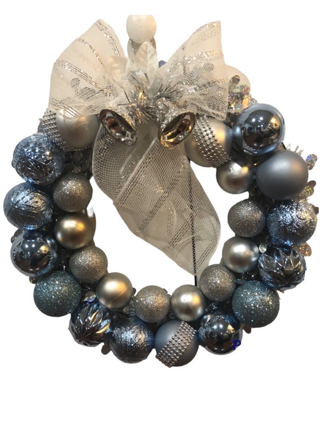 Light Blue & Silver Christmas Wreath - Etsy