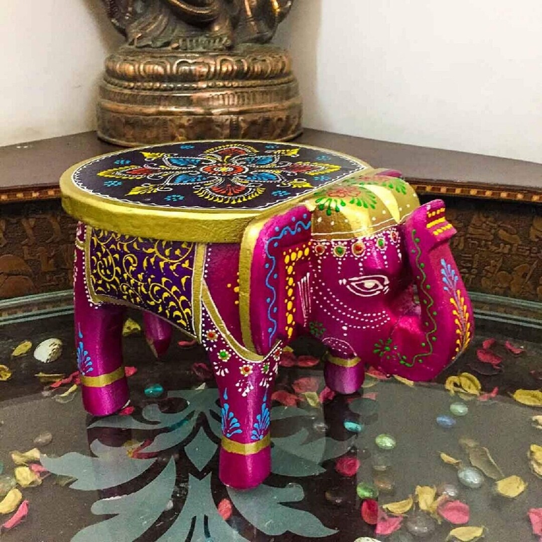 Wooden Elephant Stool, Side Table, End Table, Footstool, Ottoman ...