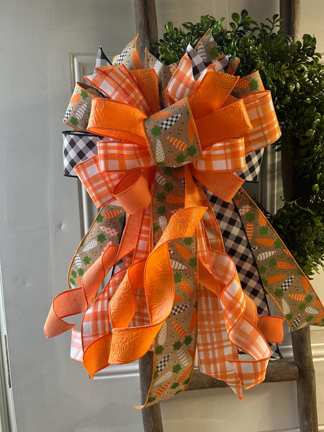 Easter Design Bow With Carrots and Coordinating Ribbons. Style #3 - Etsy