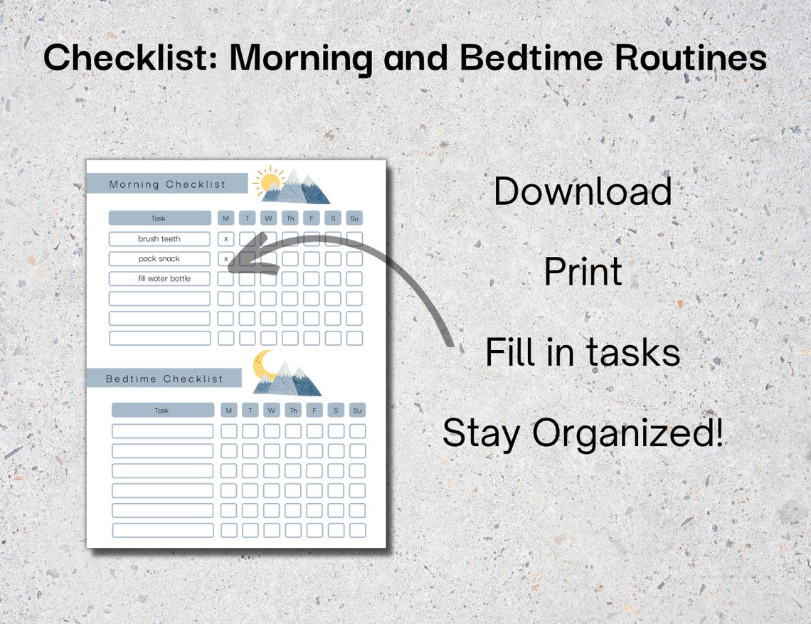 Printable Checklist for Kids / Morning and Bedtime Routines/ Chore ...