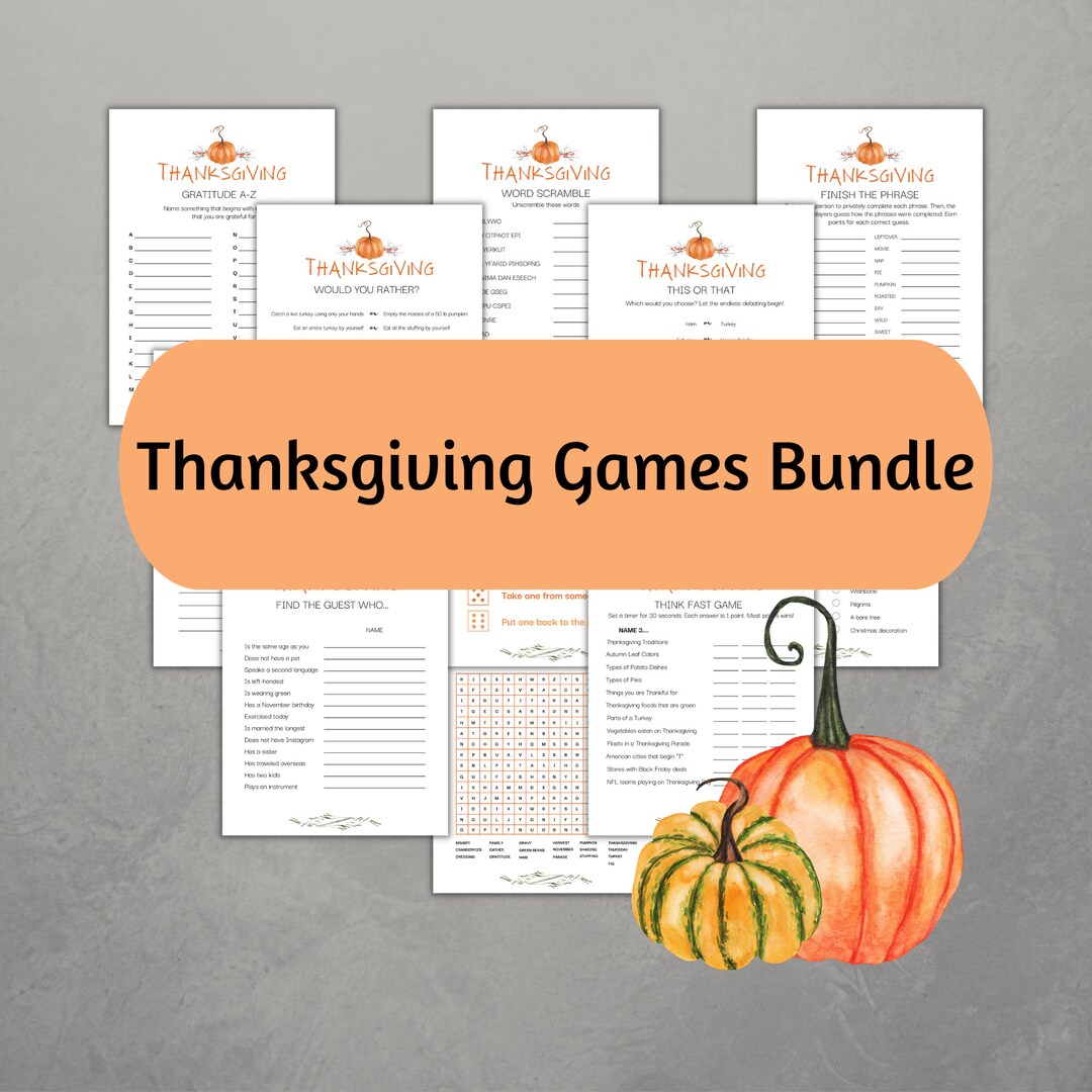 Printable Thanksgiving Games Bundle - Etsy