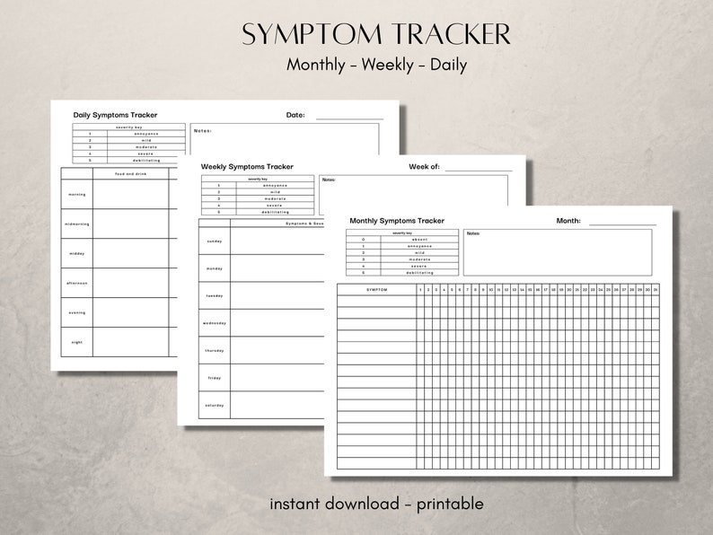 Symptom Tracker Chronic Illness Log Pain Tracker Instant - Etsy