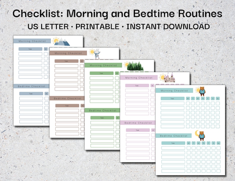 Printable Checklist for Kids / Morning and Bedtime Routines/ Chore ...