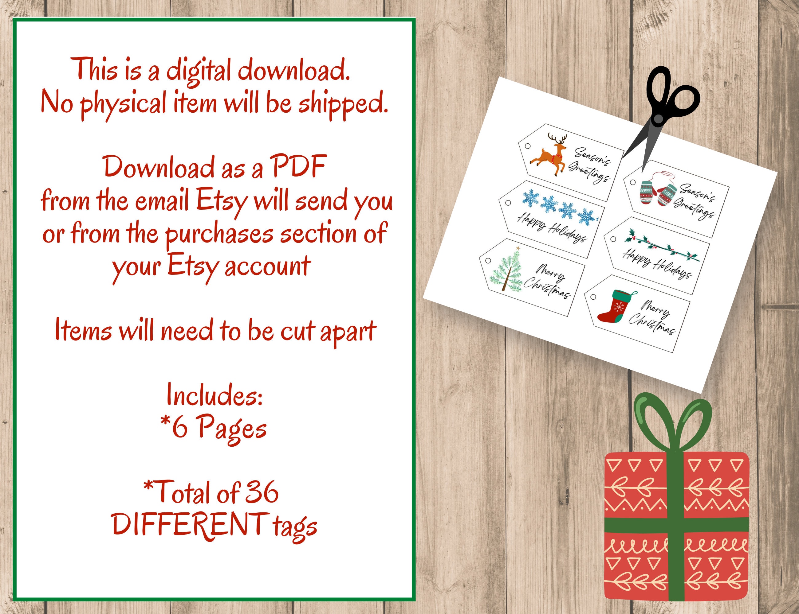 Printable Christmas Gift Tags / Instant Download - Etsy