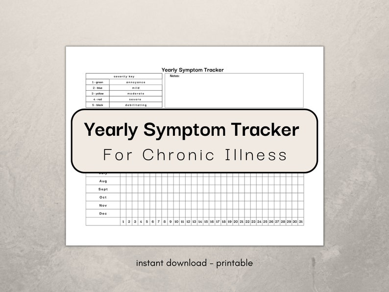 Printable Yearly Symptoms Tracker for Chronic Illnesses / Digital ...