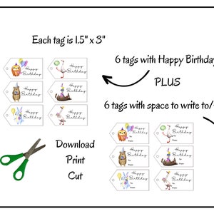 Printable Birthday Gift Tag / Instant Download / Animal Gift Tags - Etsy