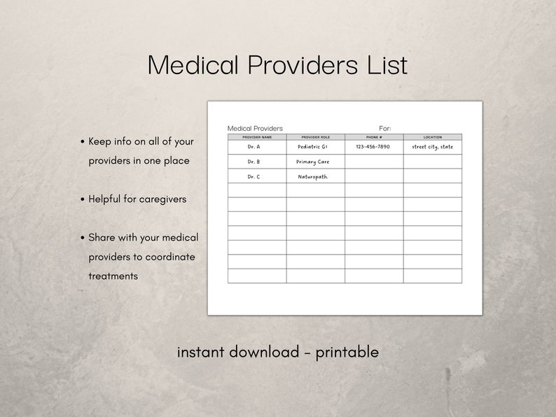 Printable Medical Treatment Plan Bundle: Bills, Providers Tracker (PDF ...
