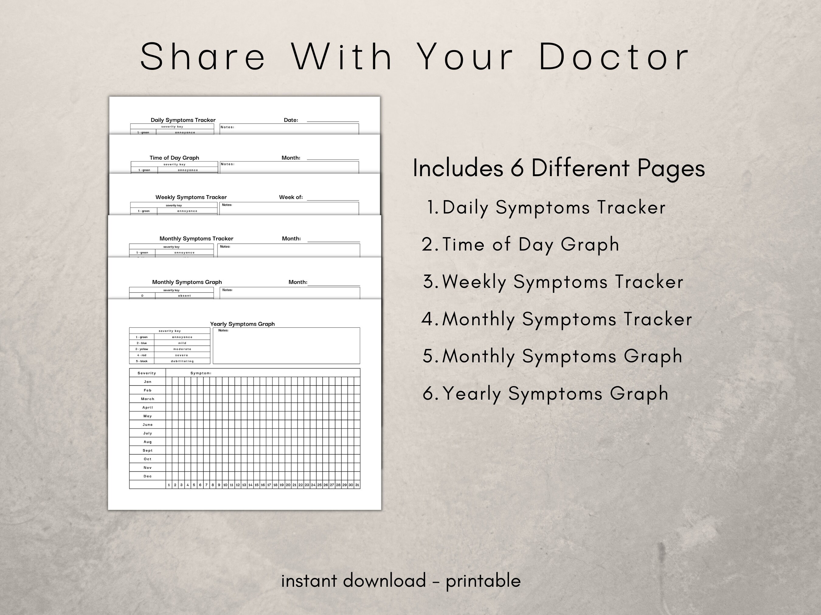 Symptom Tracker, Chronic Illness Log, Pain Tracker, Instant Download ...