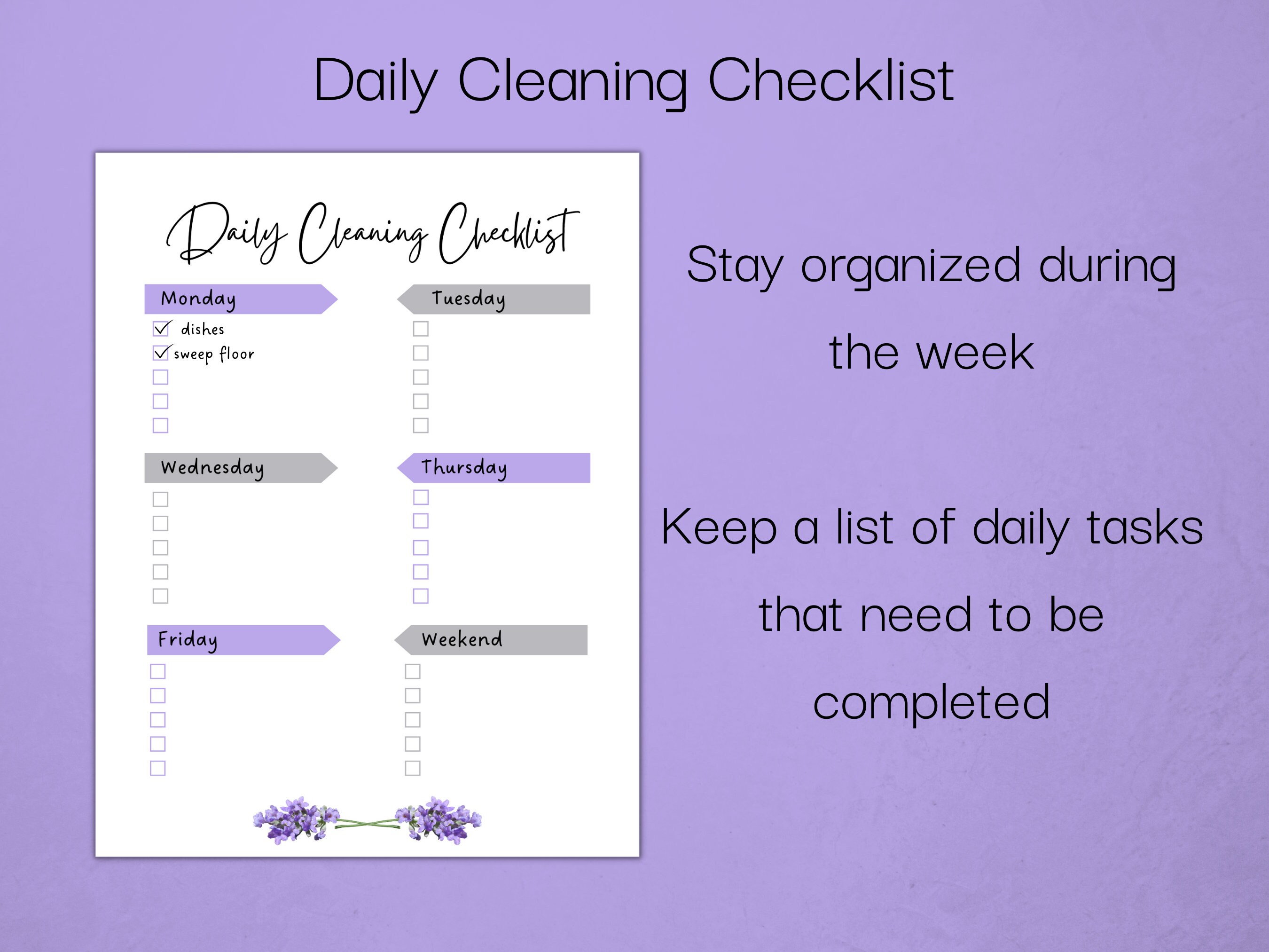 Printable Spring Cleaning Checklist Bundle / Cleaning Organizer/ Daily ...