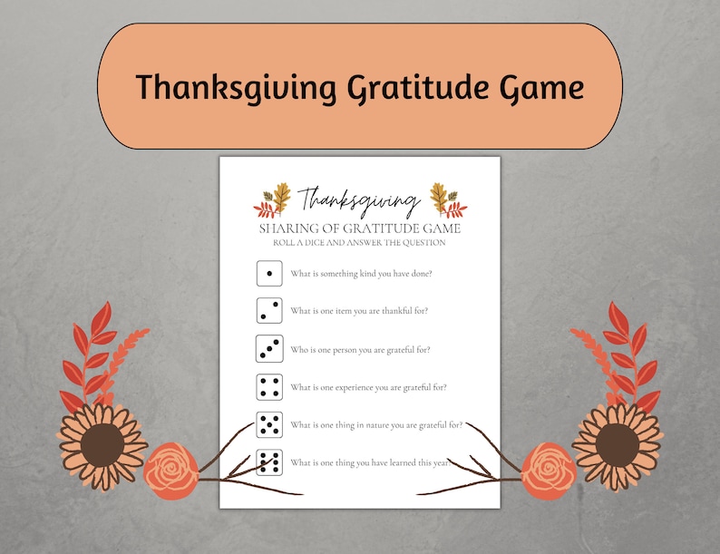 Thanksgiving Gratitude Game / Family Game / Instant Download ...