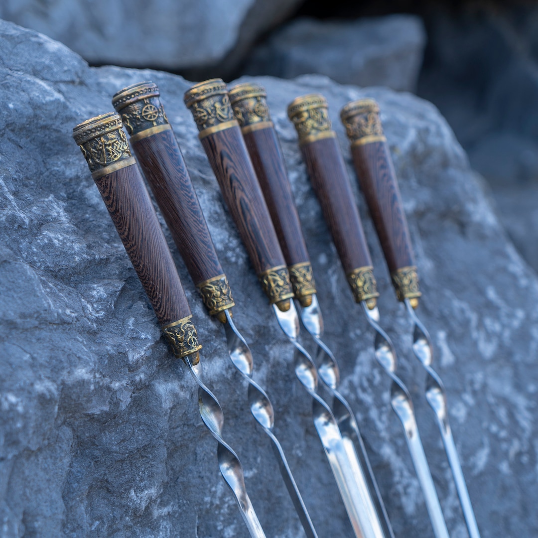 6 Piece Premium 2mm Blade Skewer '' the Sea " Set | High-quality BBQ ...