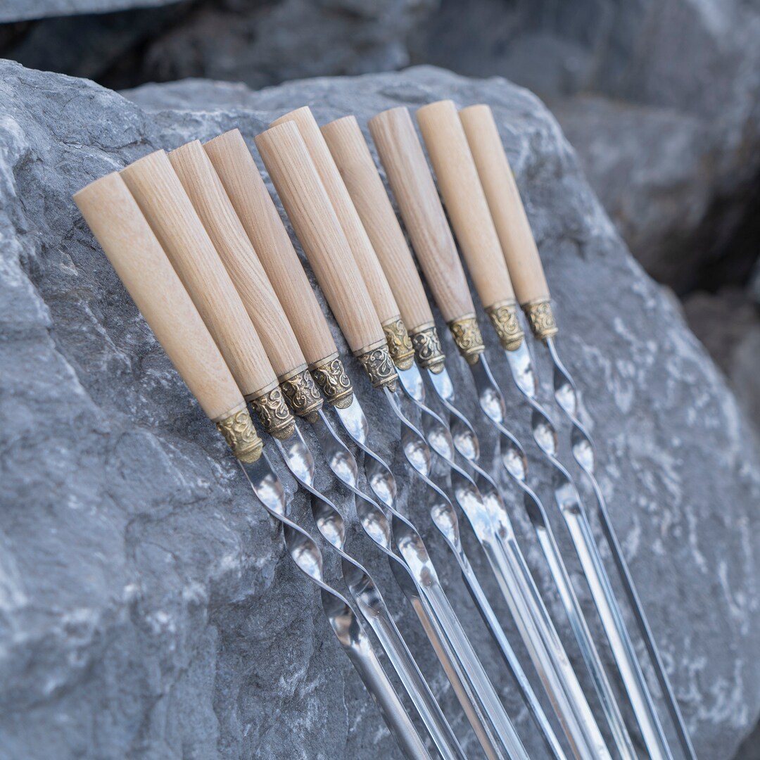 10 Piece Premium Oak Blade Skewer Set High-quality BBQ Tools Outdoor ...