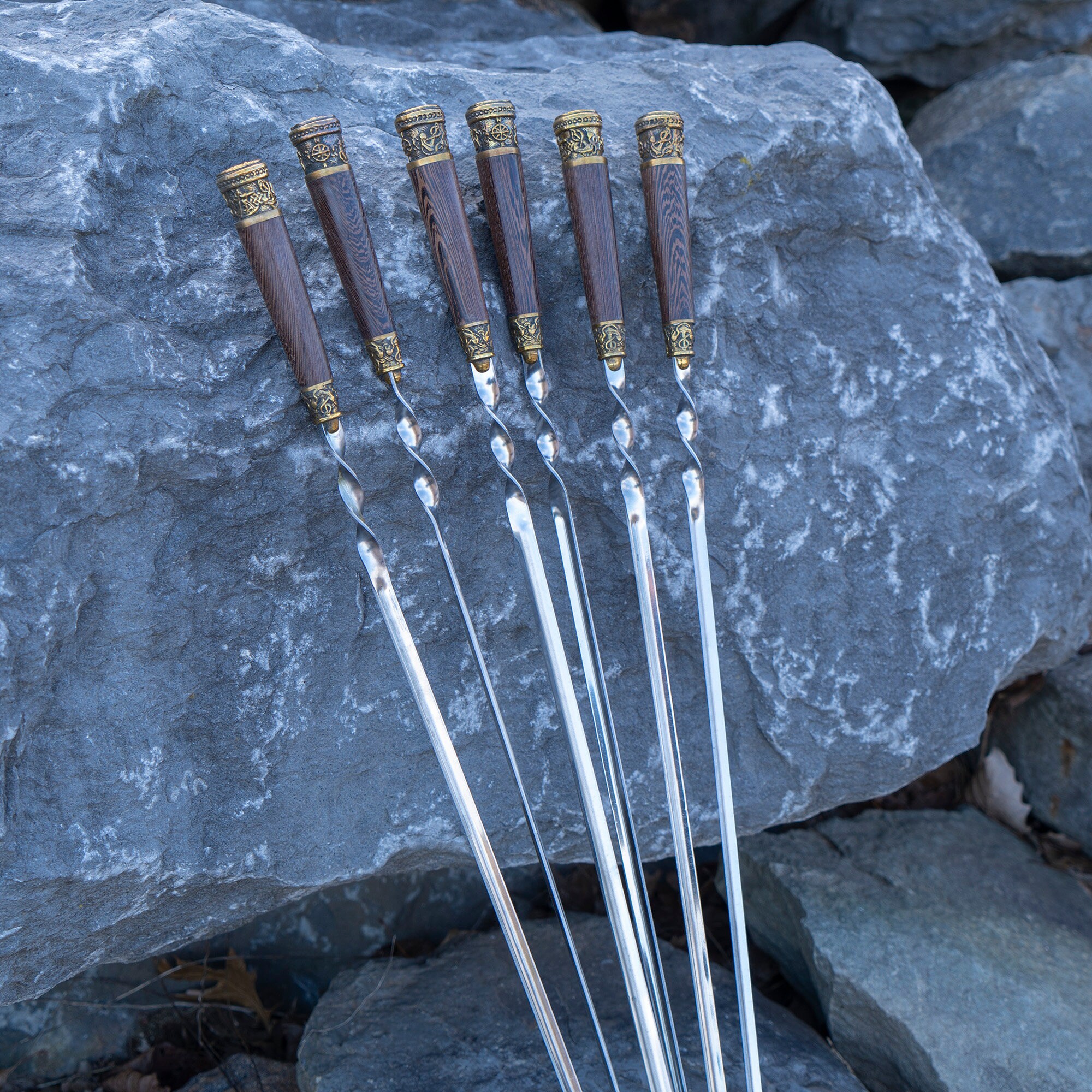 6 Piece Premium 2mm Blade Skewer '' the Sea " Set | High-quality BBQ ...