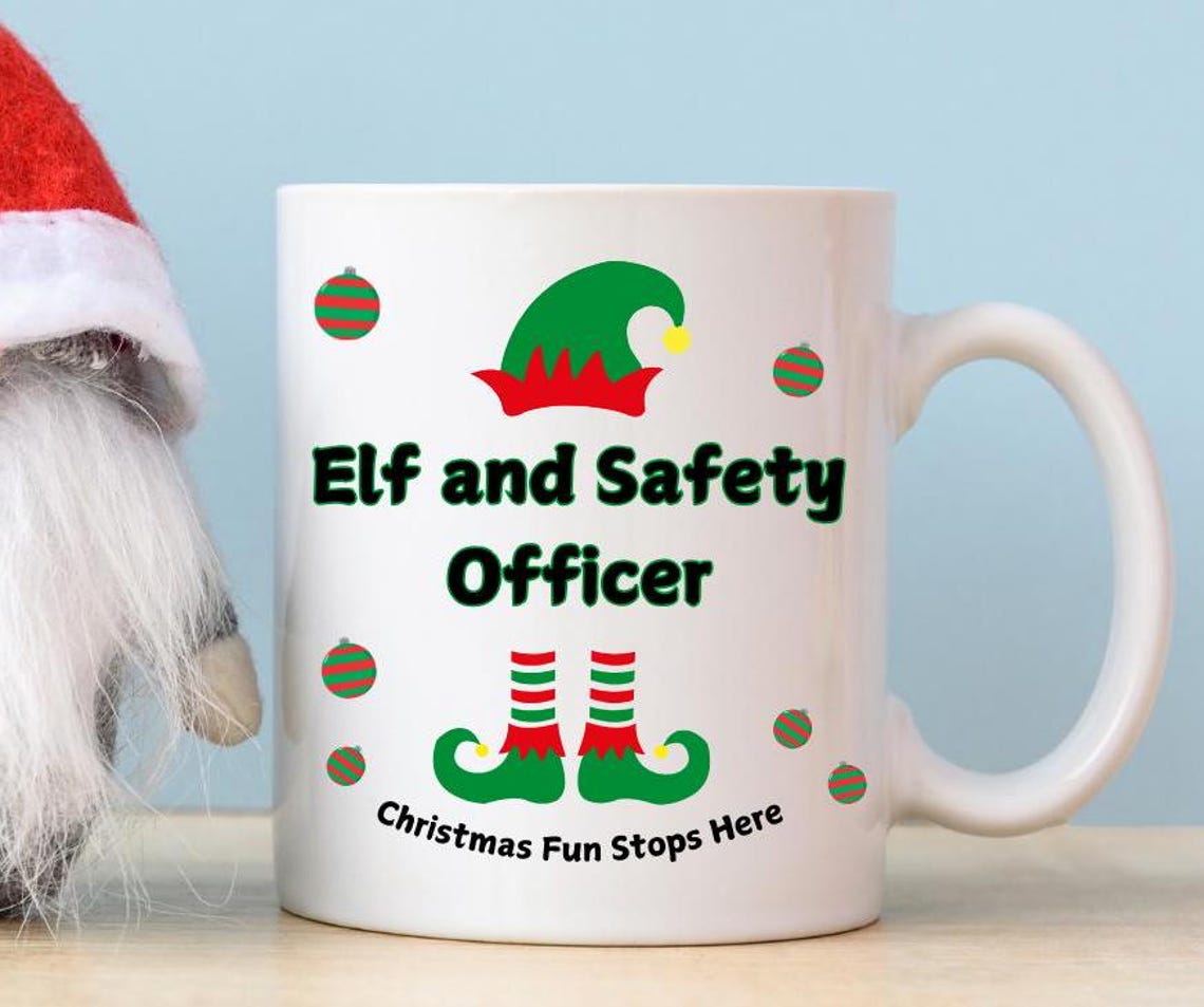 Elf and Safety Mug | Office Christmas Gift | Co-worker Colleague Joke ...