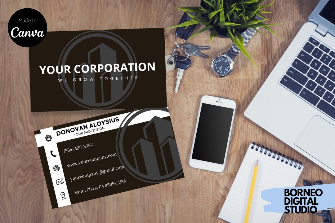 Civil Engineer Business Card Construction Company Black & - Etsy