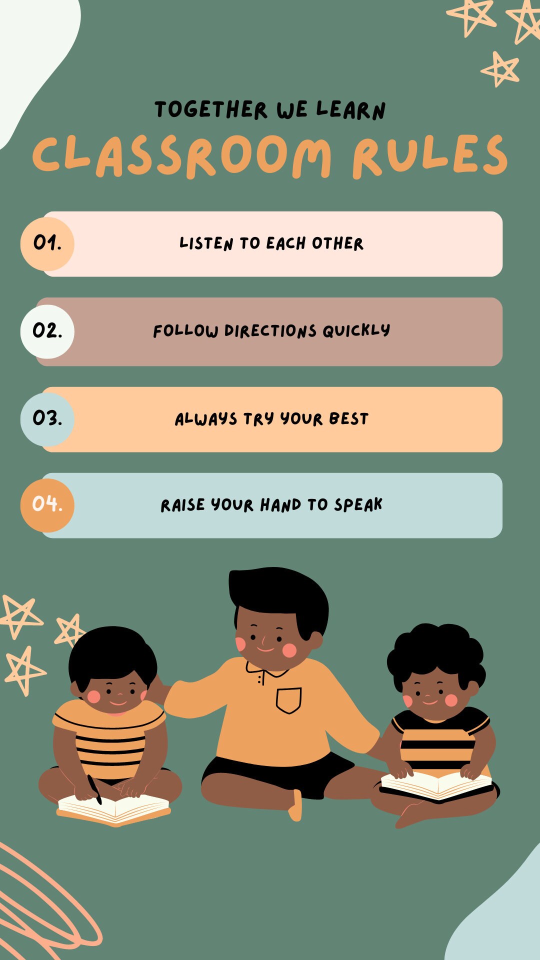 Pastel Together We Learn - Classroom Rules - Etsy