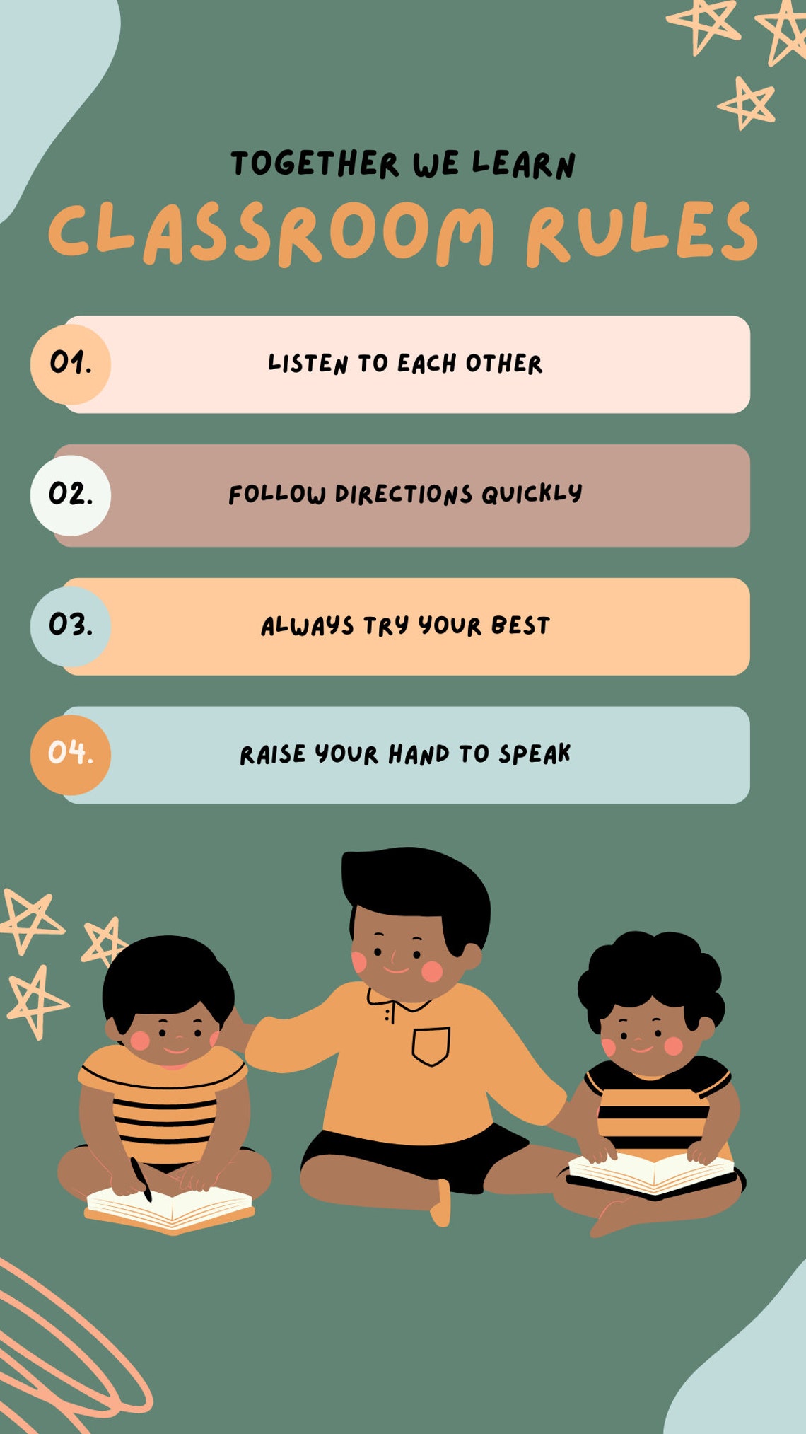 Pastel Together We Learn Classroom Rules - Etsy