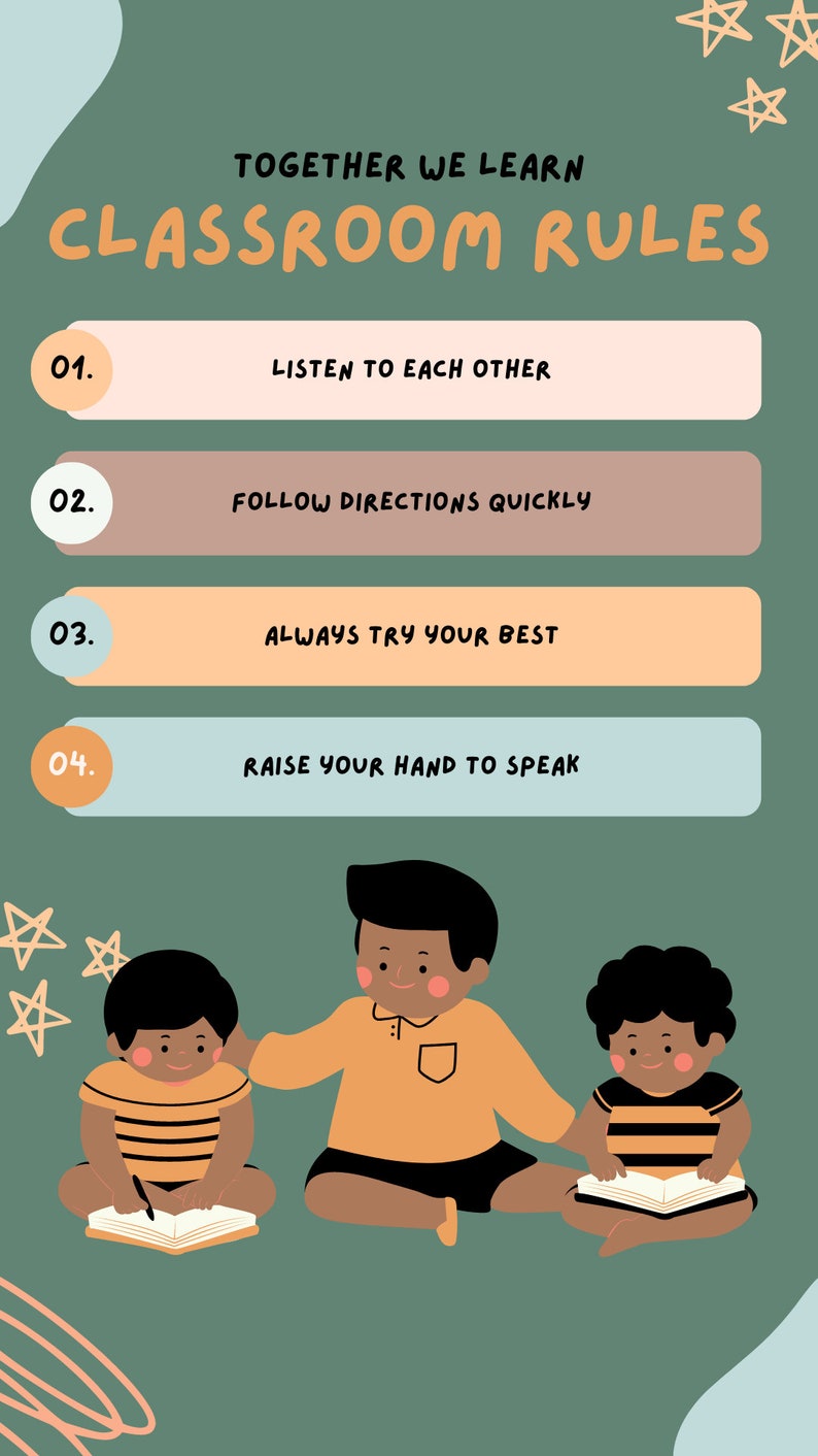 Pastel Together We Learn - Classroom Rules - Etsy