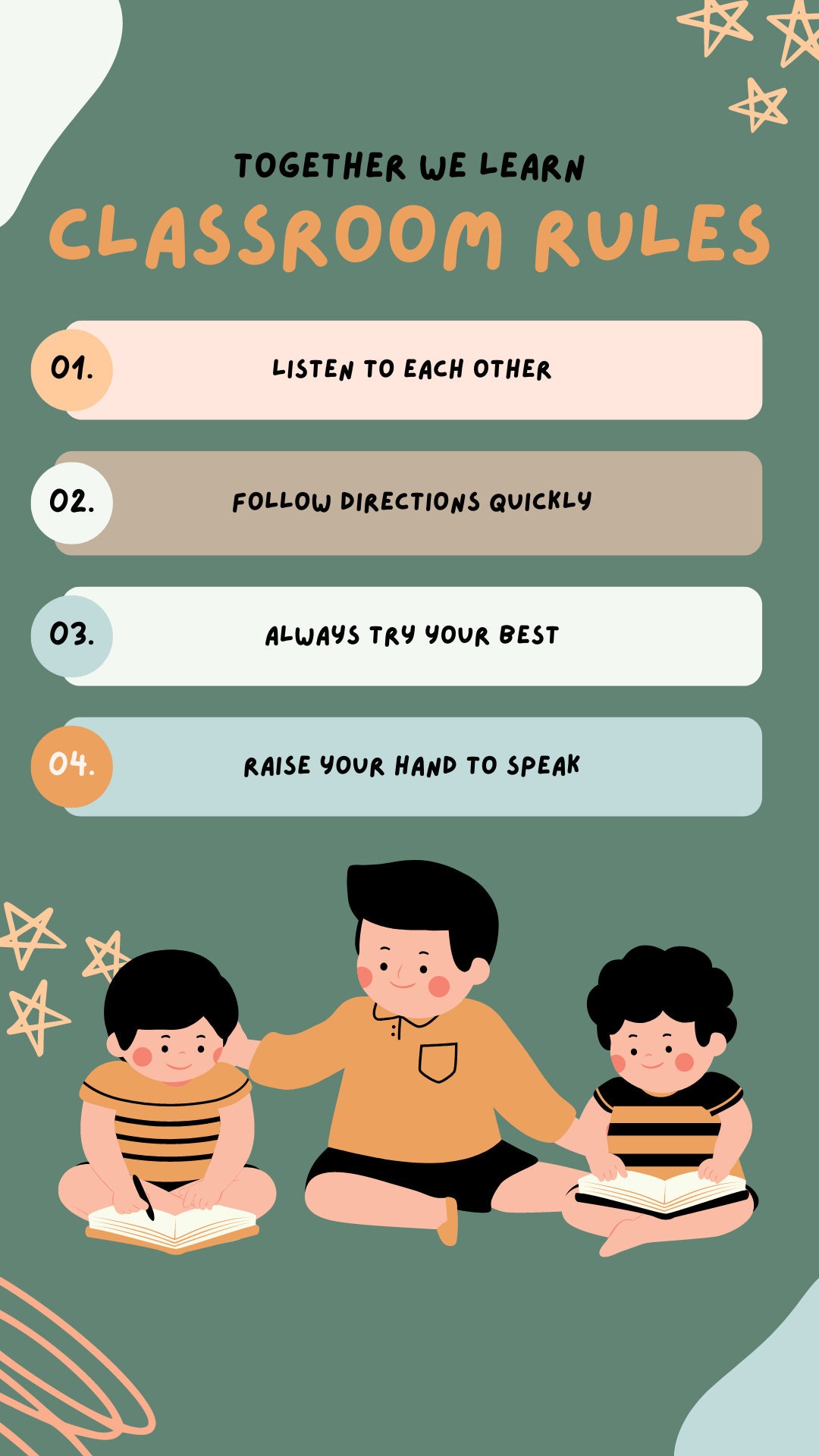 Pastel Together We Learn - Classroom Rules - Etsy