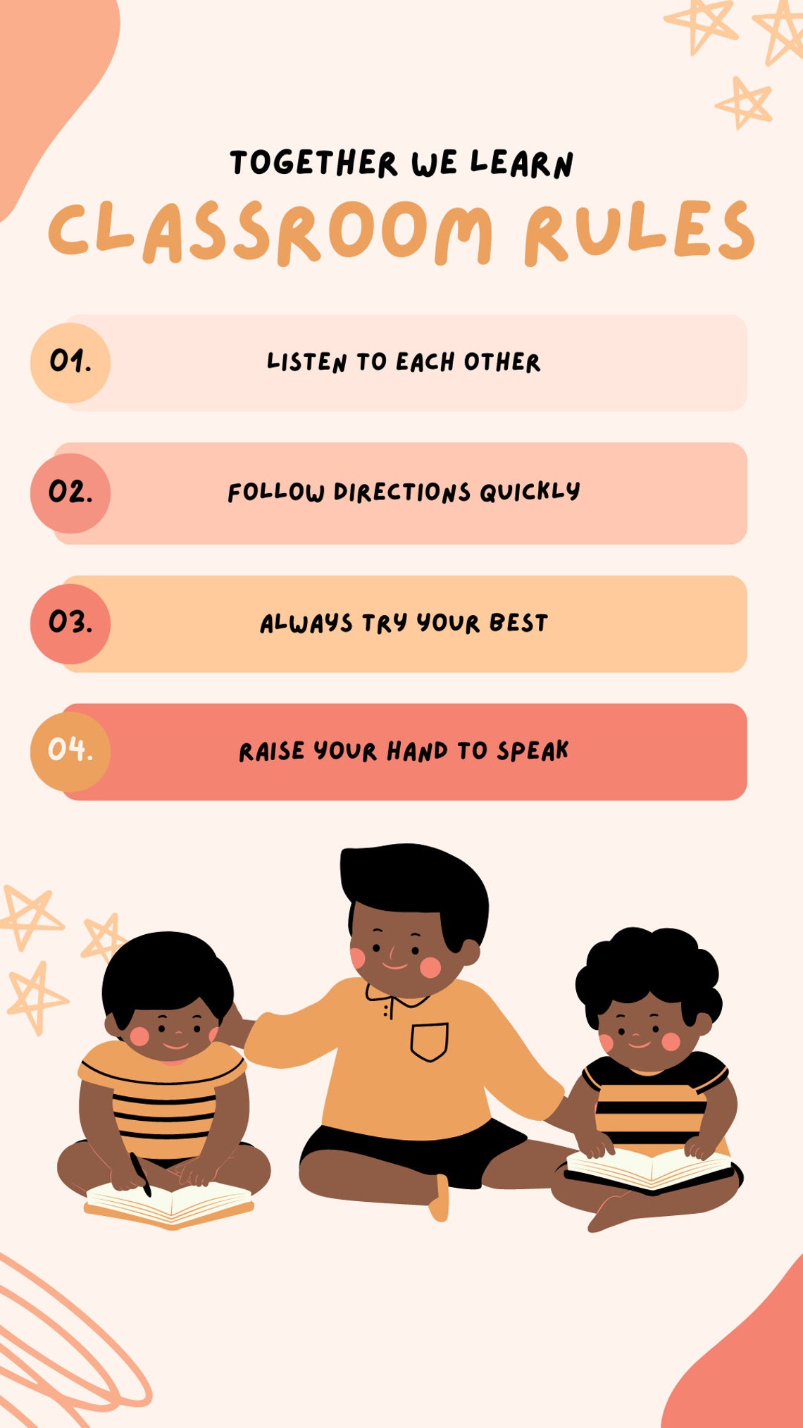 Pastel Together We Learn Classroom Rules - Etsy