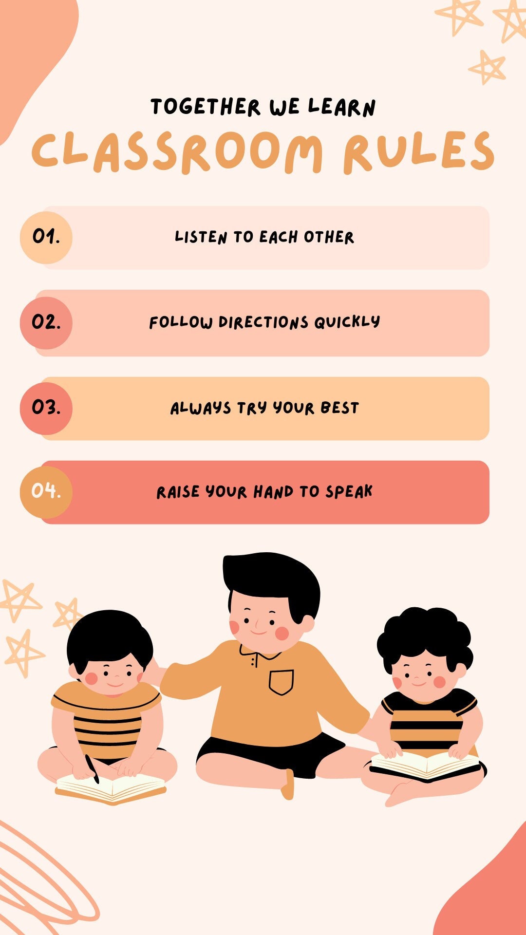 Pastel Together We Learn - Classroom Rules - Etsy