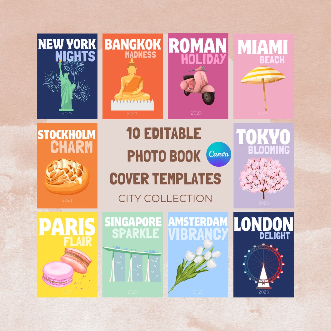 Editable Digital Designer Travel Photobook Cover City Collection for ...