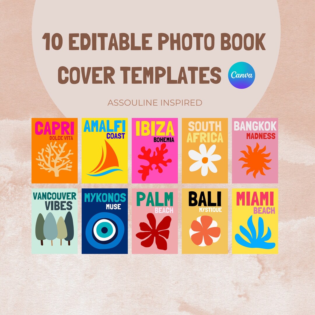 Editable Assouline Inspired Digital Travel Photobook Cover - Etsy