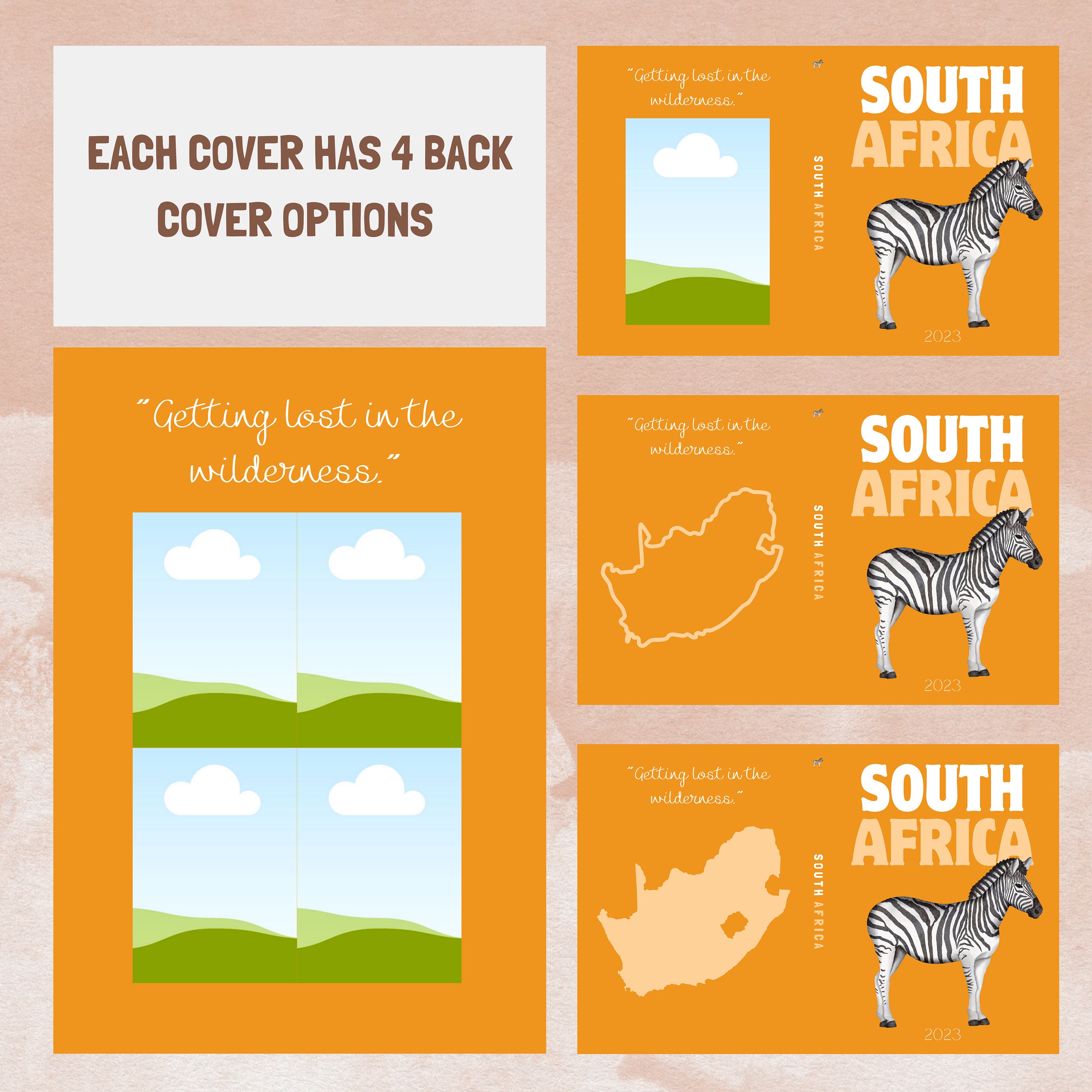 Editable Designer Digital Travel Photobook Cover SOUTH AFRICA for DIY ...
