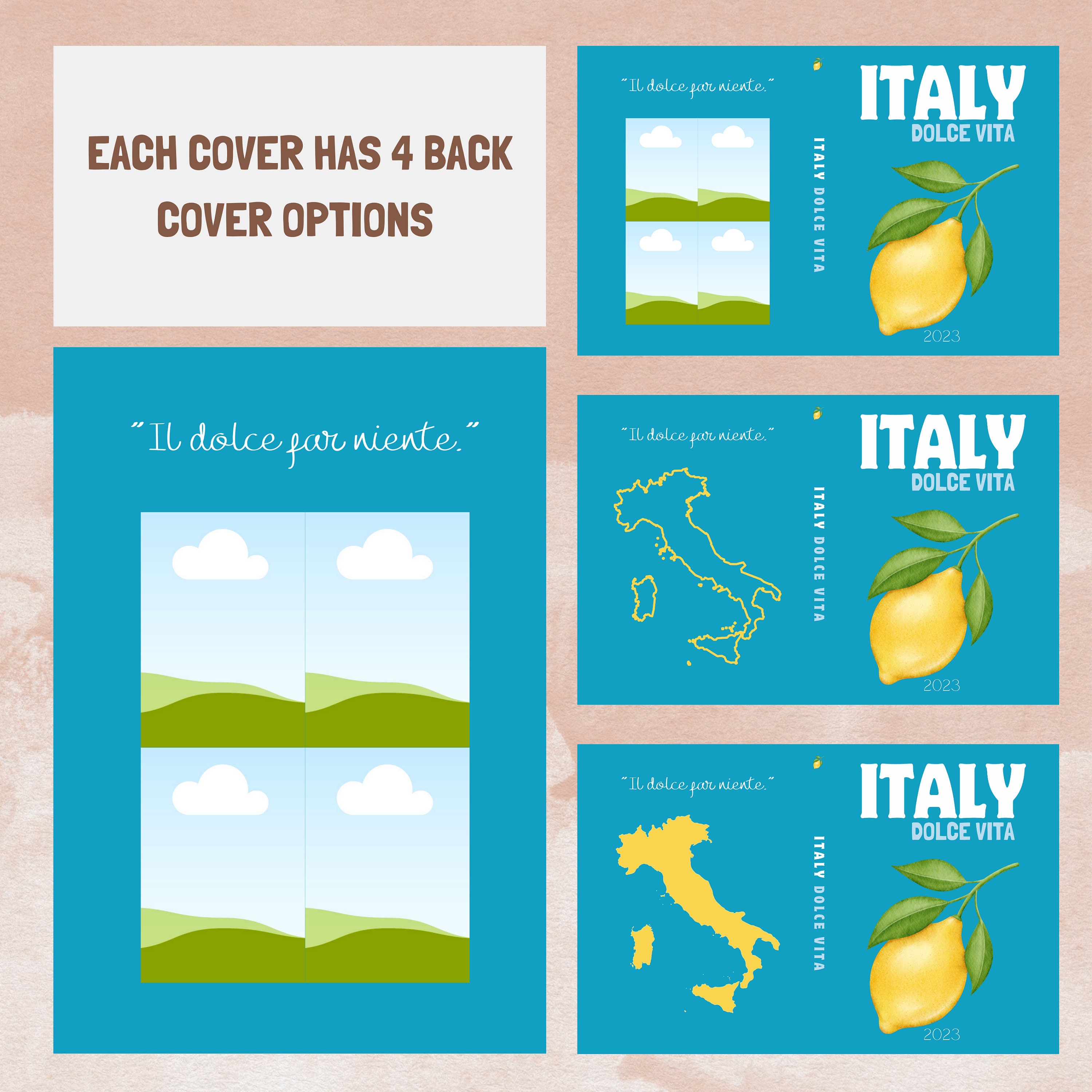 Editable Designer Digital Travel Photobook Cover ITALY for DIY Coffee ...