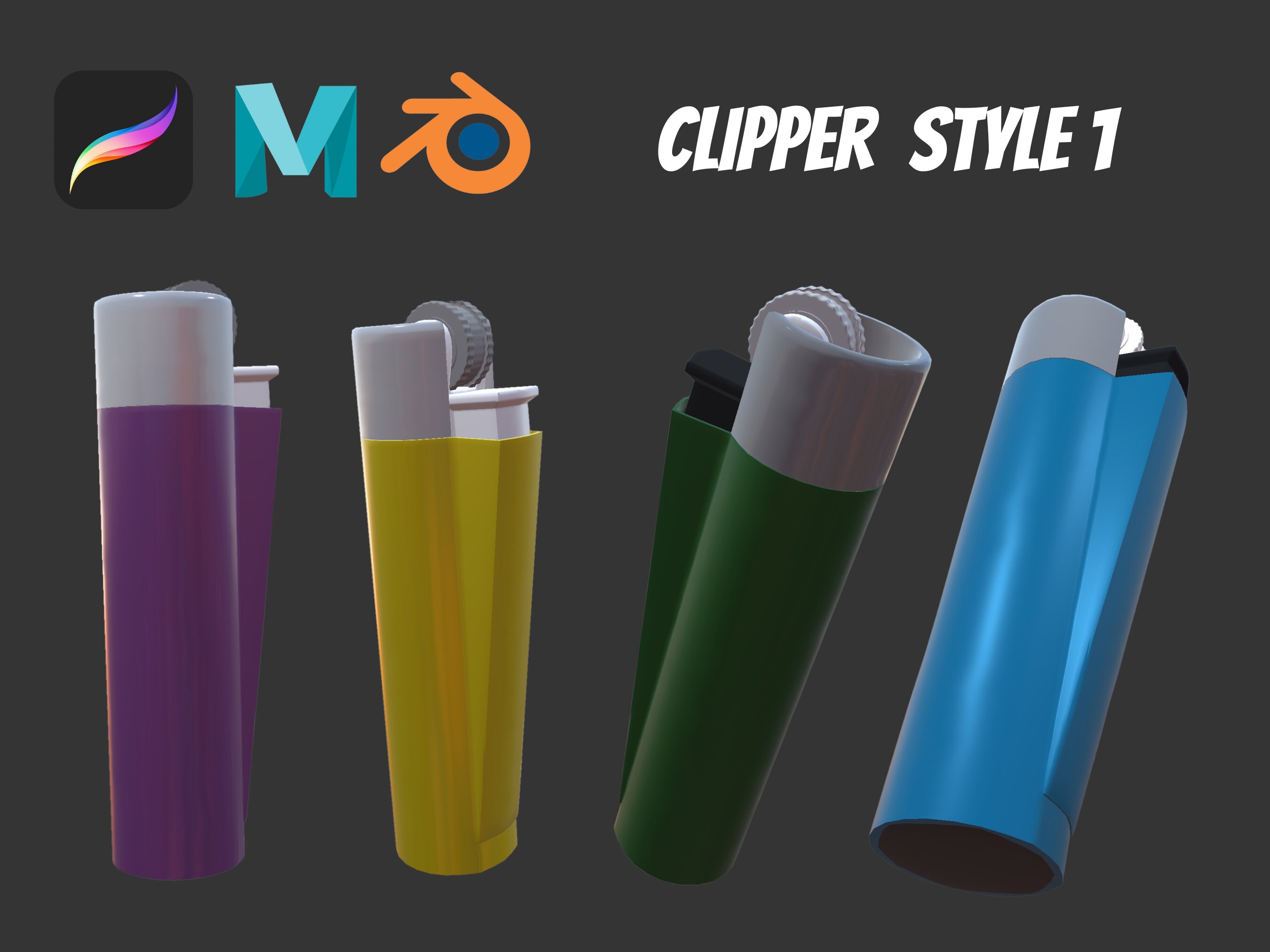 4 Procreate Lighter 3D Models | Bundle 3D Lighter Mockups | Procreate ...