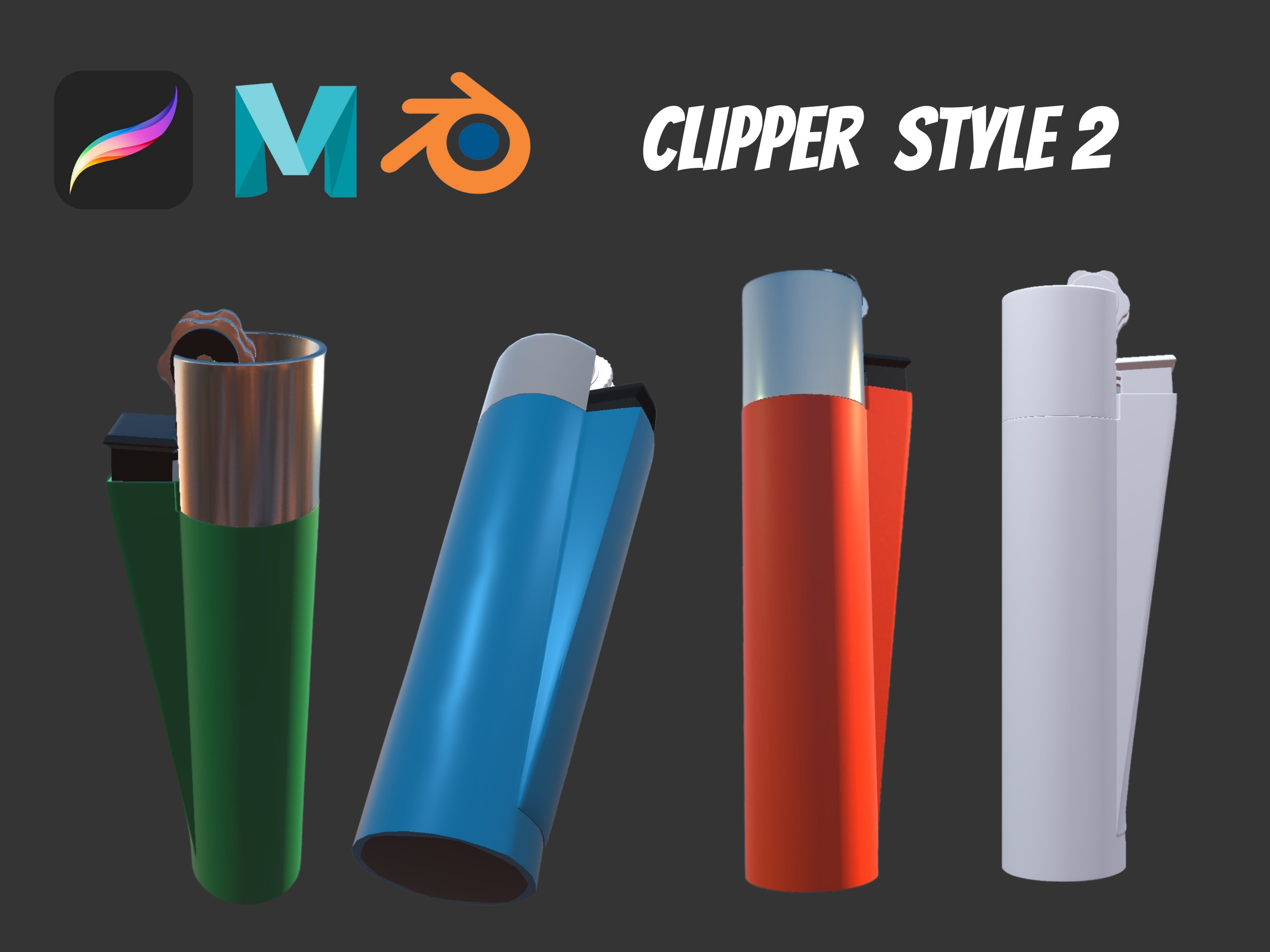 4 Procreate Lighter 3D Models | Bundle 3D Lighter Mockups | Procreate ...