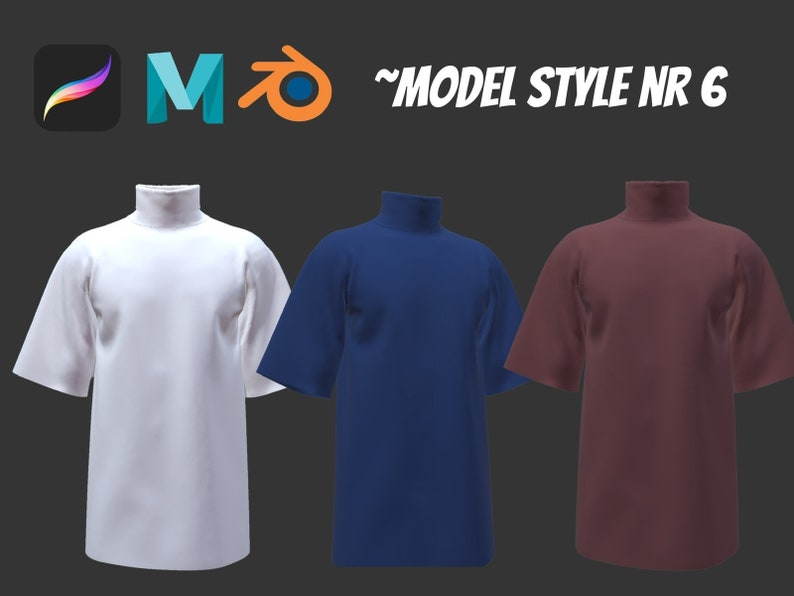 6 Procreate T-shirt 3D Models | Bundle 3D T-shirt Mockup | Procreate 3D ...