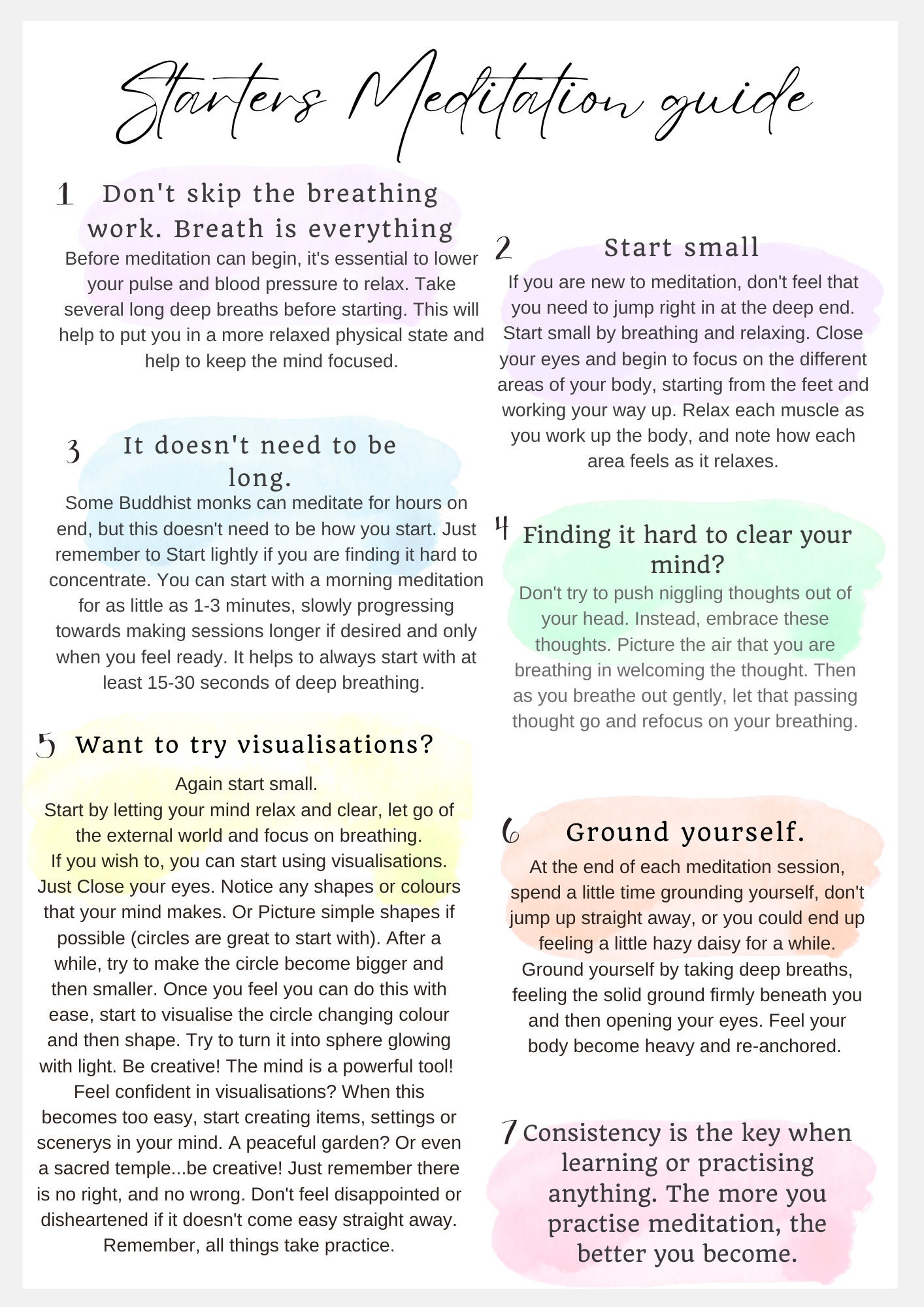 Starter Meditation Guide / Meditation Sheet / Pdf Prints / Digital ...
