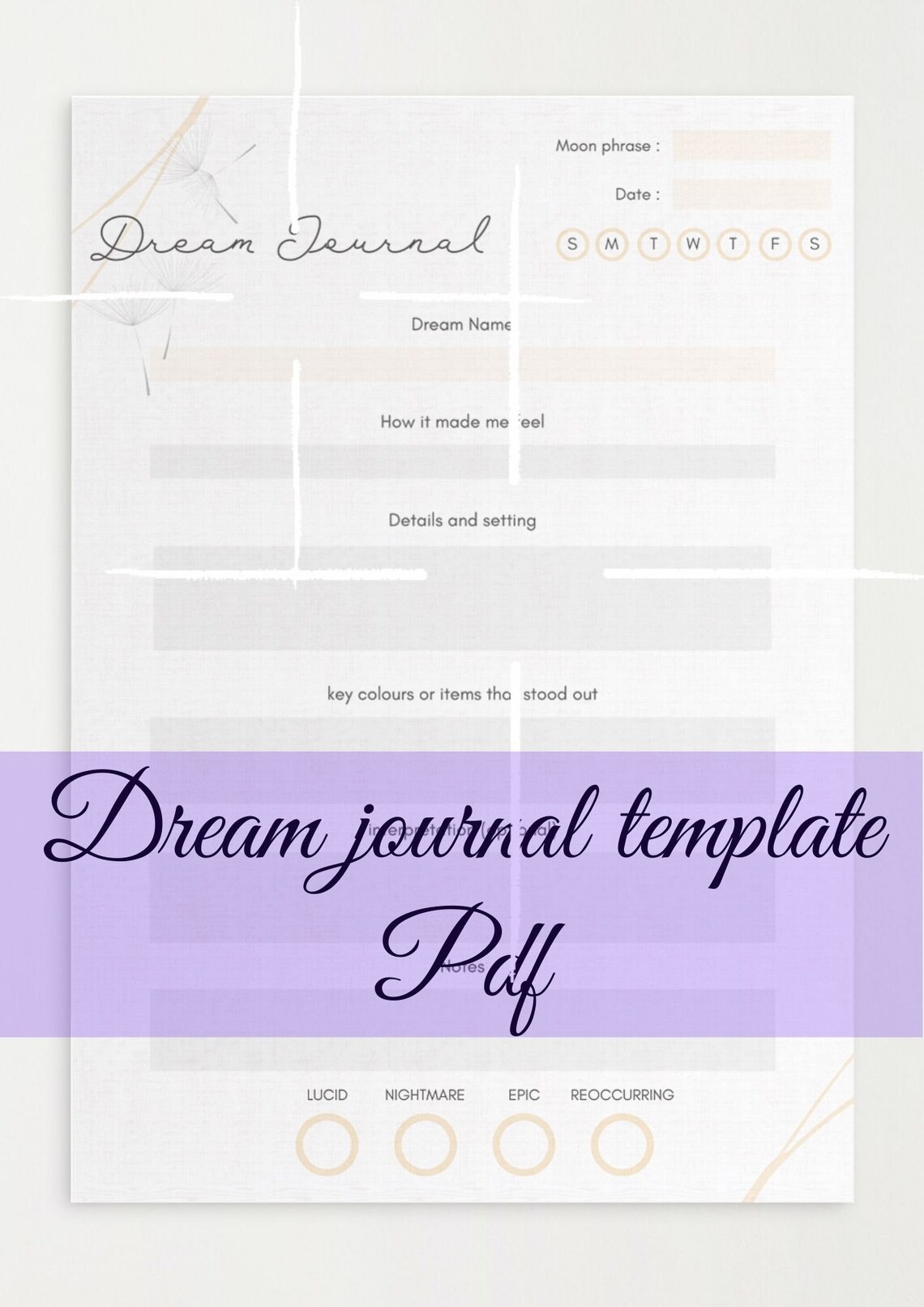 Dream Diary Template / Dream Journal Template / Dream Notes /dream ...