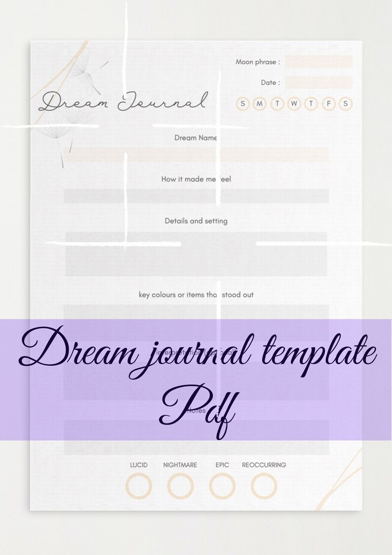 Dream Diary Template / Dream Journal Template / Dream Notes /dream ...
