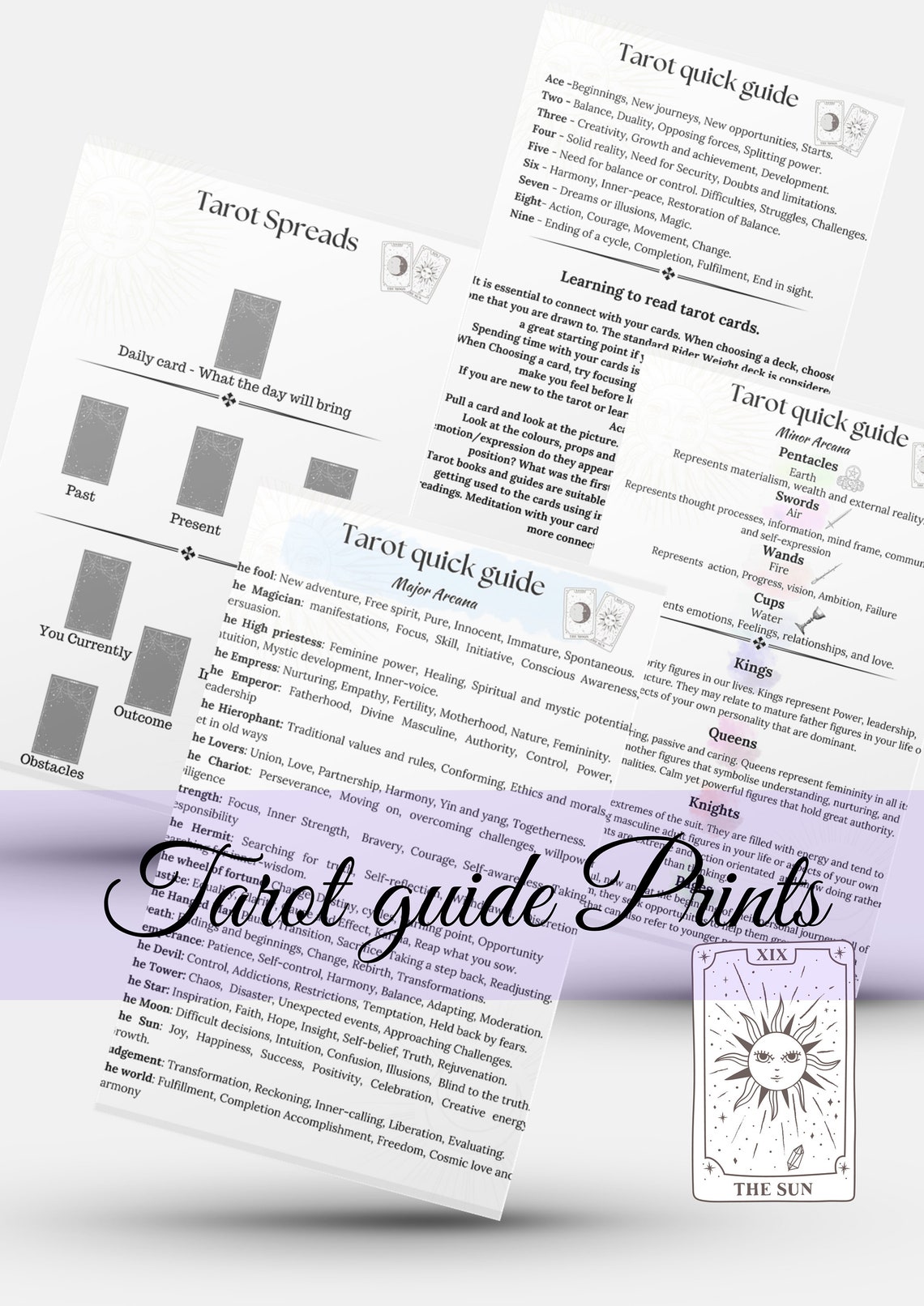 Printable Tarot Guide for Beginner Tarot Readers / Tarot Cards - Etsy