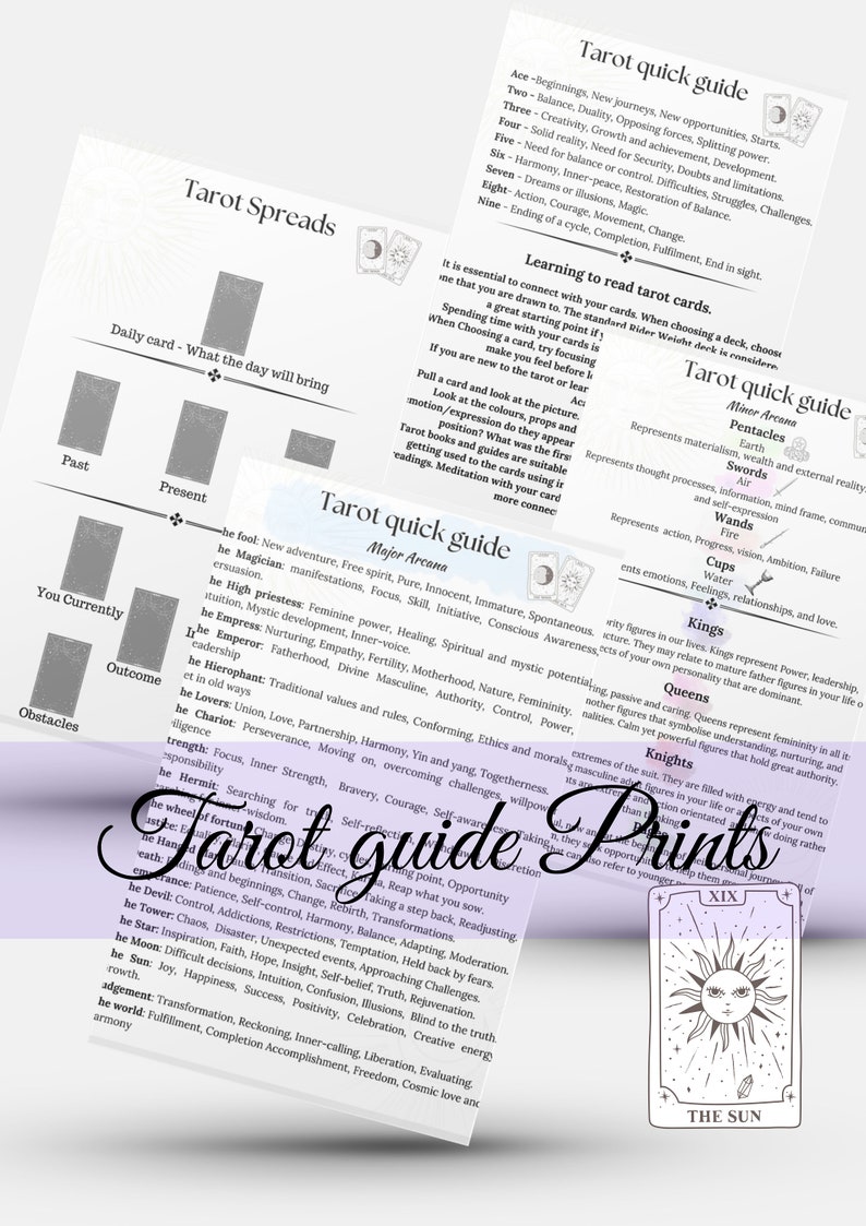 Printable Tarot Guide for Beginner Tarot Readers / Tarot Cards - Etsy