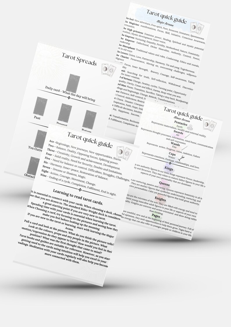 Printable Tarot Guide for Beginner Tarot Readers / Tarot Cards Meaning ...