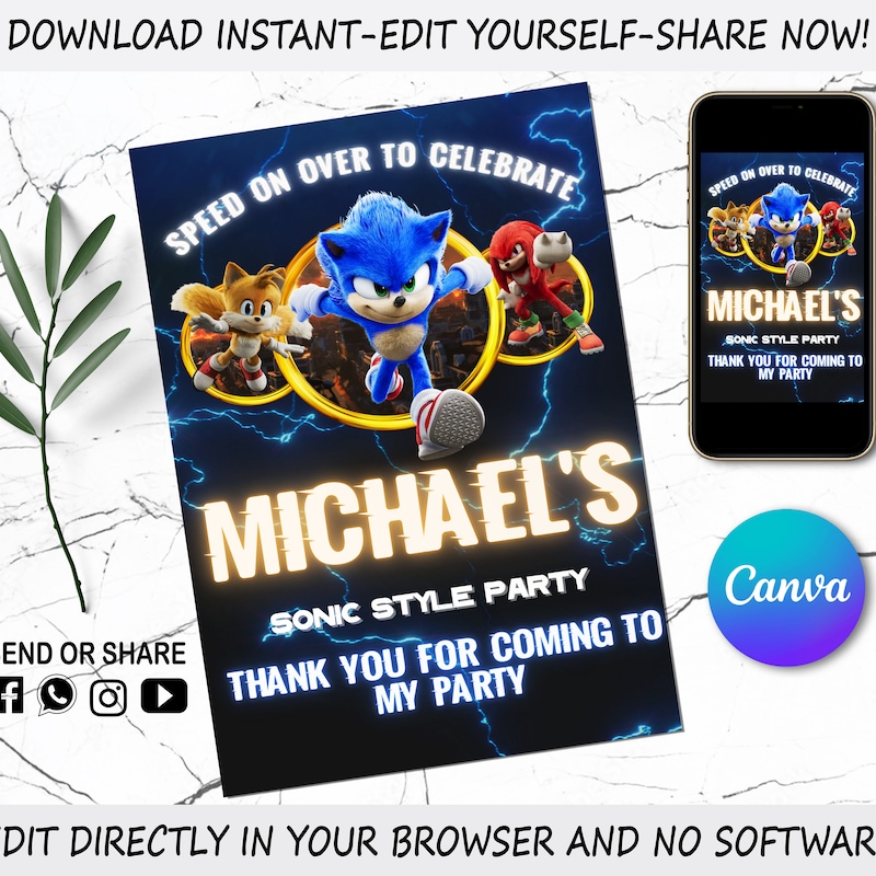 Sonic Birthday Card - Etsy