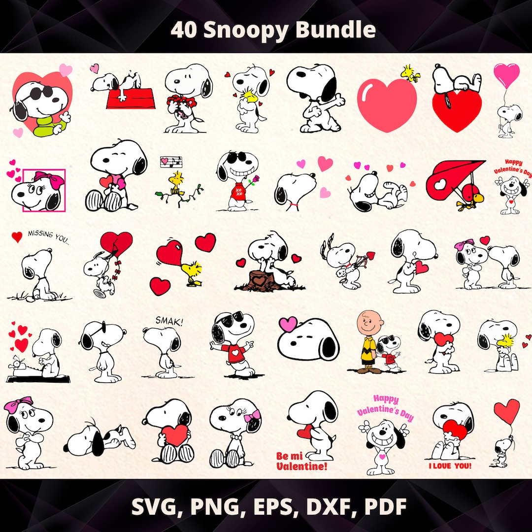 Snoopy Bundle, Snoopy SVG, Snoopy Love SVG, Snoopy PNG, Snoopy Clip Art ...