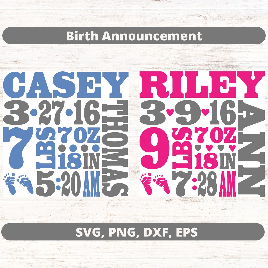 Birth Announcement Svg Birth Stats Svg Baby Keepsake - Etsy