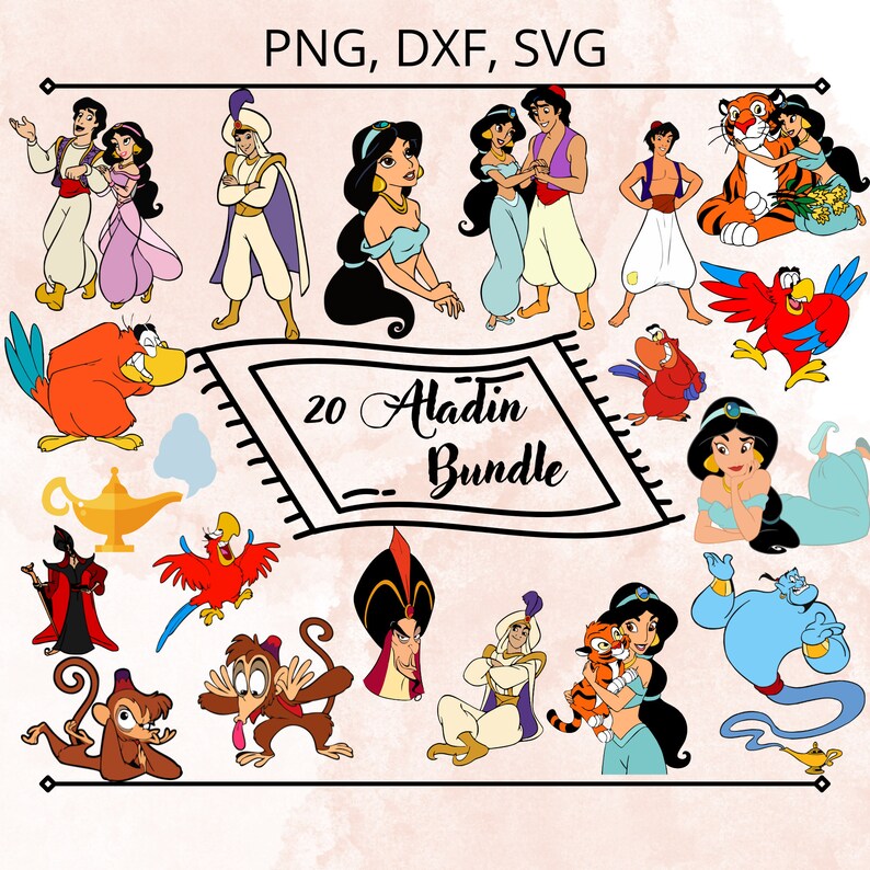 Aladdin Digital Aladdin PNG Clipart SVG Jasmine Digital - Etsy