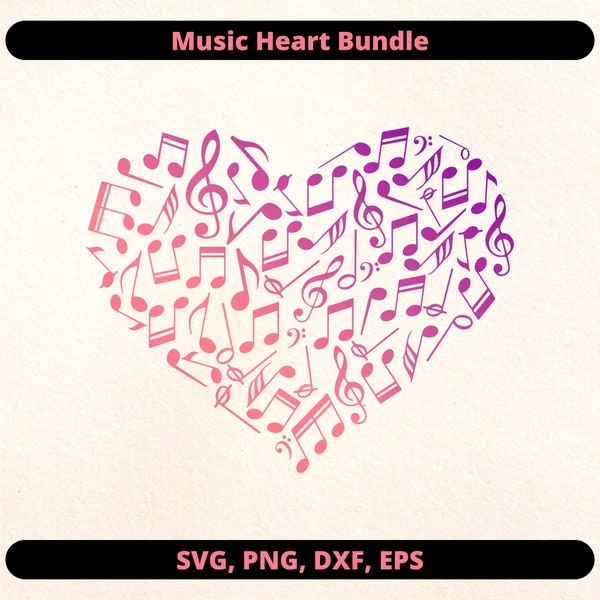 Heart Music Notes - Etsy