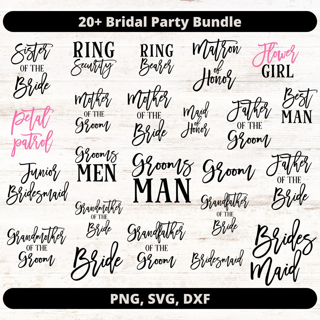 Bridal Party Svg Bundle Bachelorette Party Svg Bridal Shower Etsy