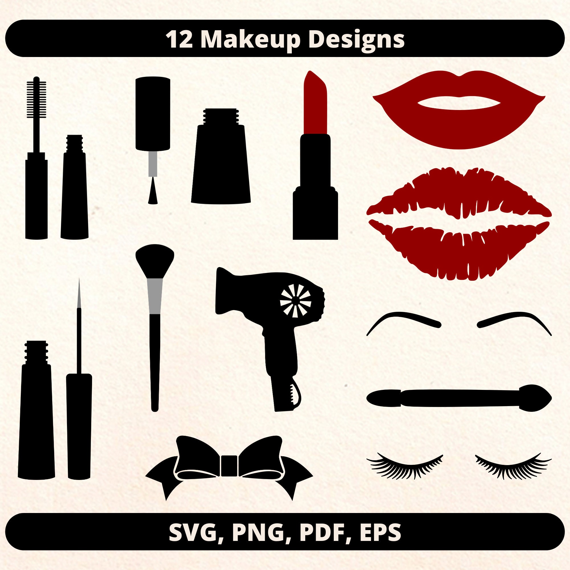 Makeup SVG Make up SVG Beauty Svg Lipstick Svg Mascara Svg Nail Polish ...