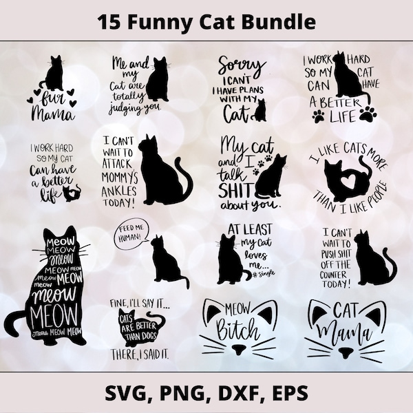Funny Cat Svg - Etsy