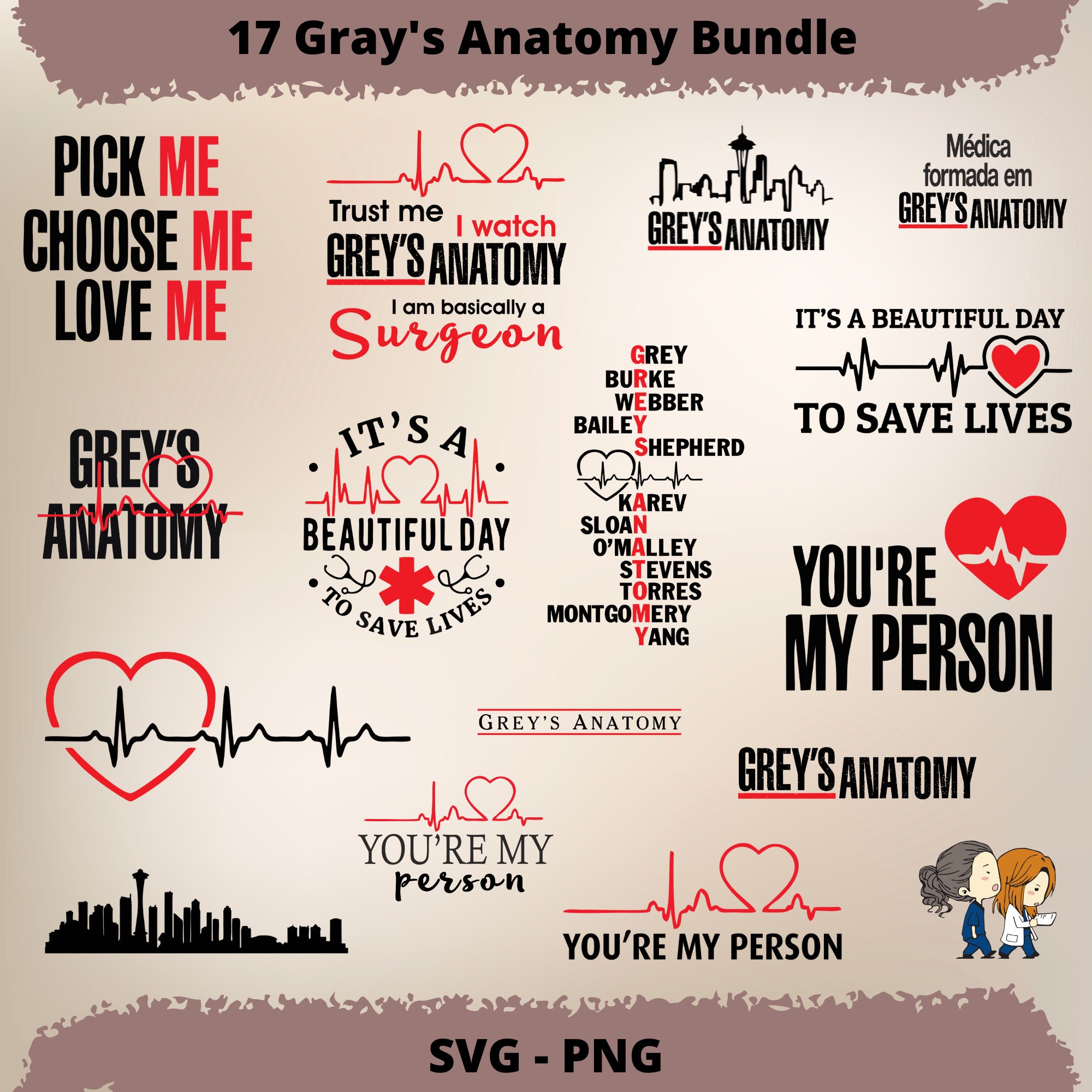 Greys Anatomy Svg Greys Anatomy Png Greys Anatomy Stickers Etsy México